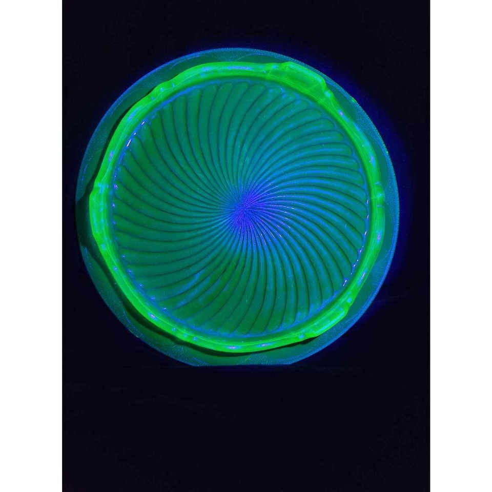 Vaseline Glass Cake Platter | eBay