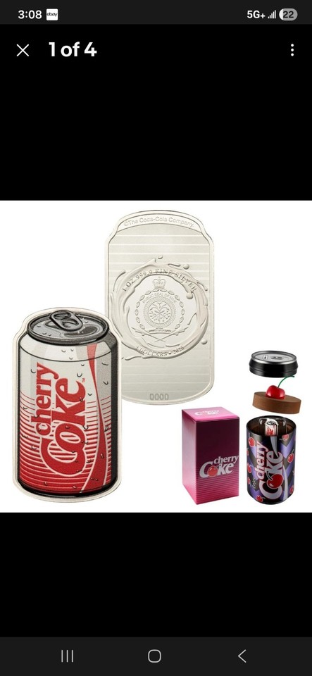 Apmex Cherry Coke Can 1 Troy 999 Fine Silver! Comes W Box & COA! 4500 ...