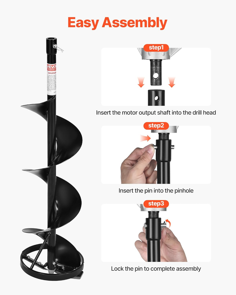 8" Steel Ice Auger Bit - Durable Replacement for Electric & Gas Augers ...