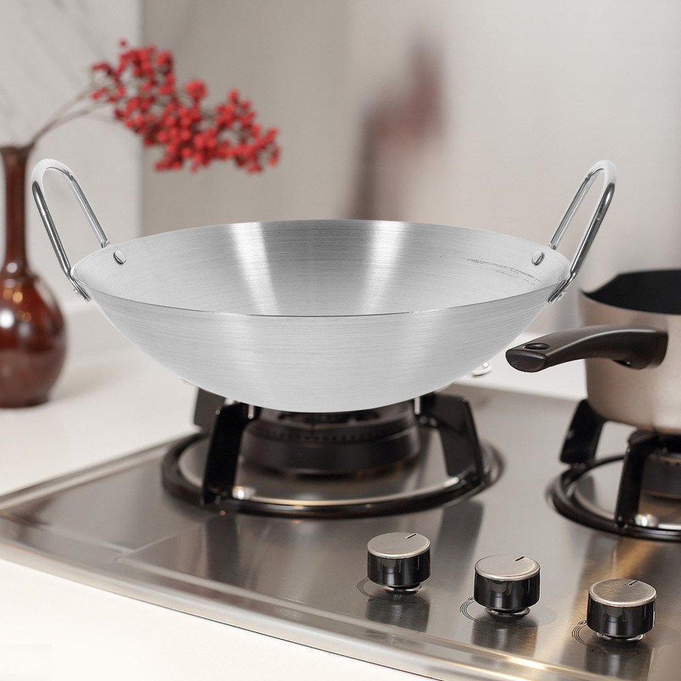 Stainless Steel Wok Round Bottom Wok Large Fry Pan Large Capacity Pan ...
