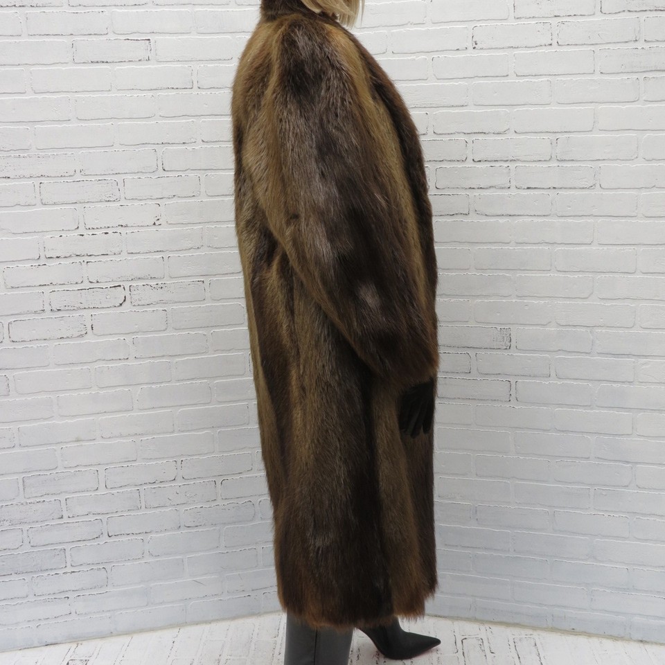 MENS LADIES UNISEX real CANADIAN full pelt heavy warm BEAVER FUR COAT ...