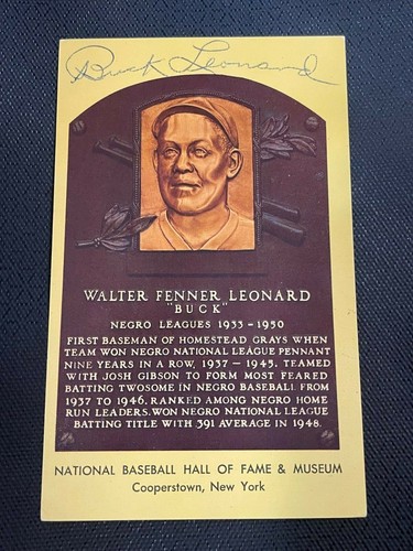 Buck Leonard Autographed HOF Plaque Postcard | eBay