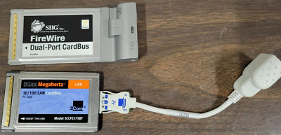 Lot PCMCIA 3Com 10/100 Ethernet PC Card with Dongle Cable & Dual Port ...