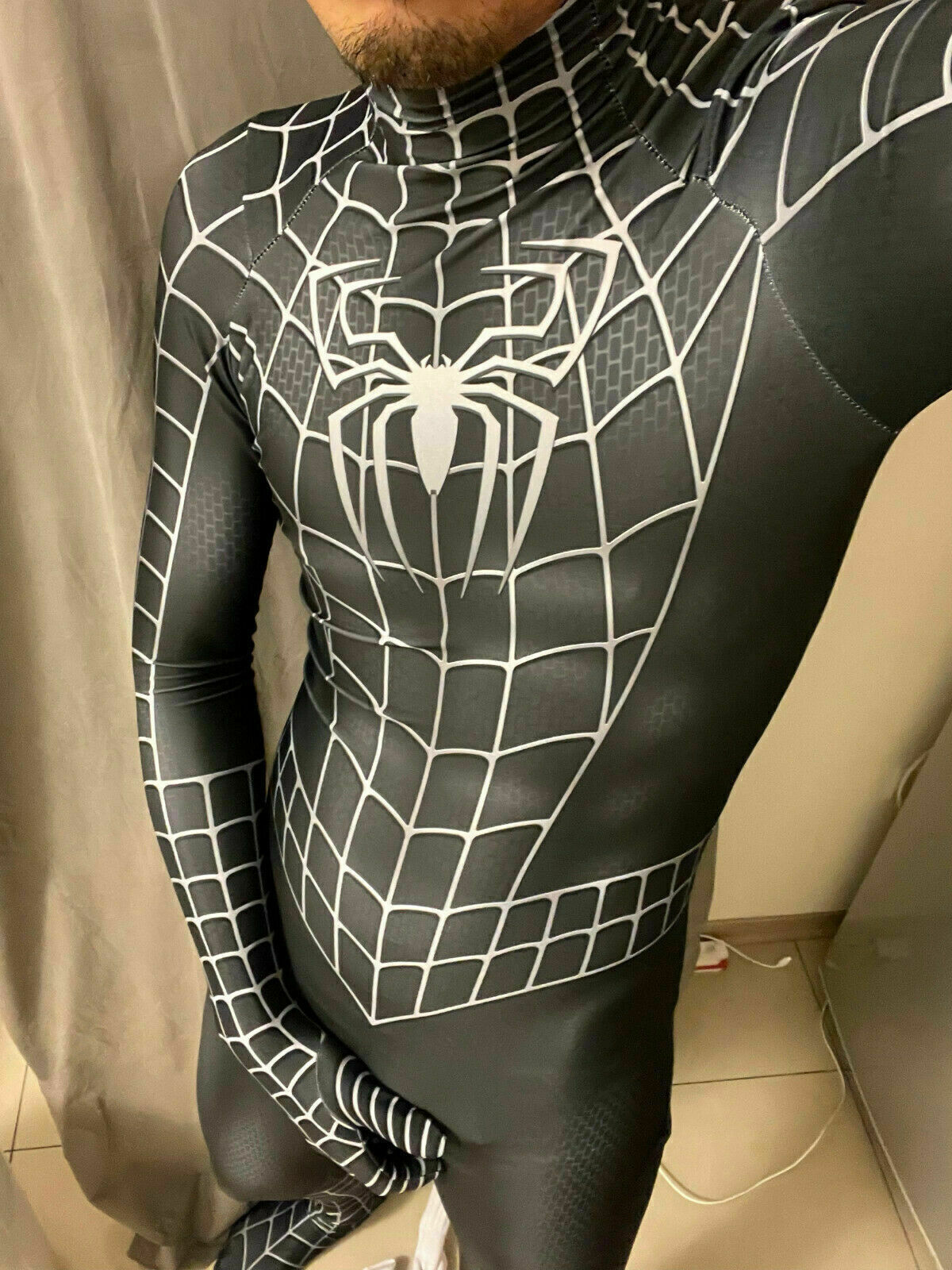 Black Spiderman Cosplay Costume Men&Kids Halloween Jumpsuits Zentai ...