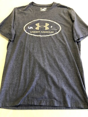 Under Armour Shirt Men's Medium Loose Fit Navy Blue Graphic Tee | eBay