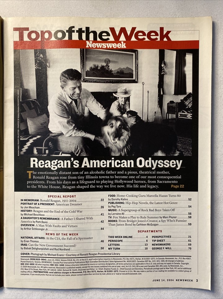 2004 June 14, Newsweek Magazine, In Memoriam: Ronald Regan, 1911-2004 ...
