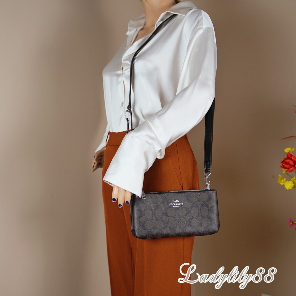 NWT Coach CJ789 CJ790 Double Zip Crossbody in Refine Pebble Leather ...