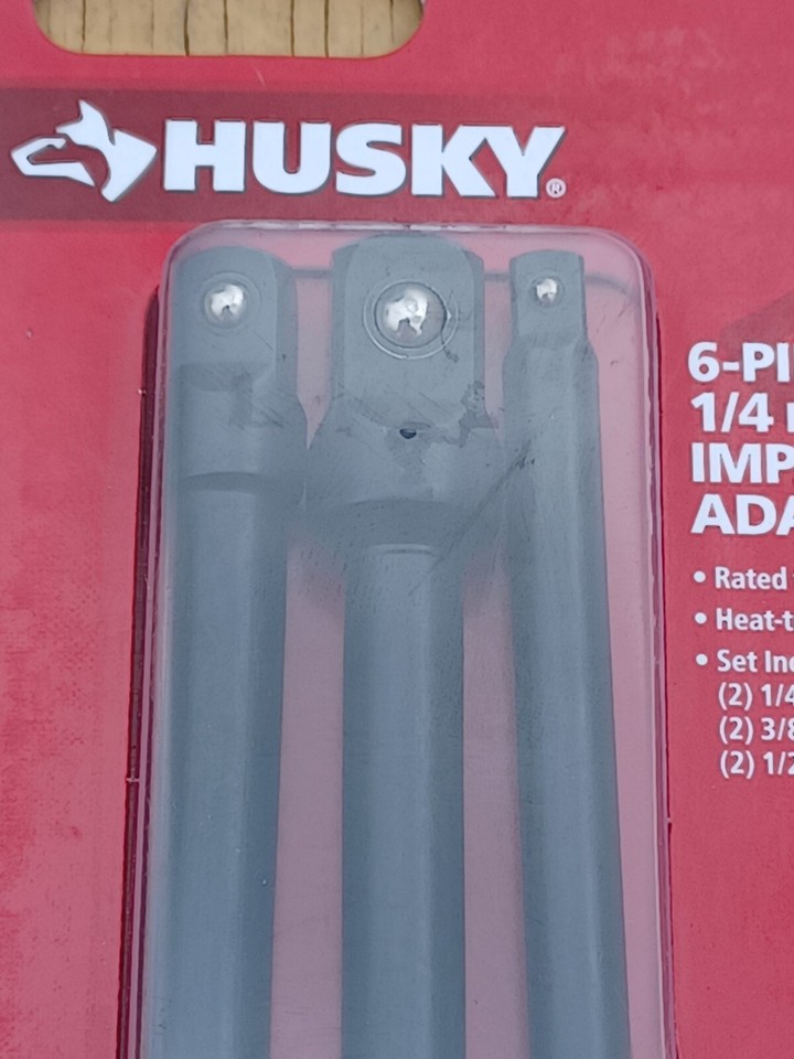 NEW Husky 6-pc 1/4” Hex Impact Driver Socket Adapter Set HISKDRAPT6PC 3 ...