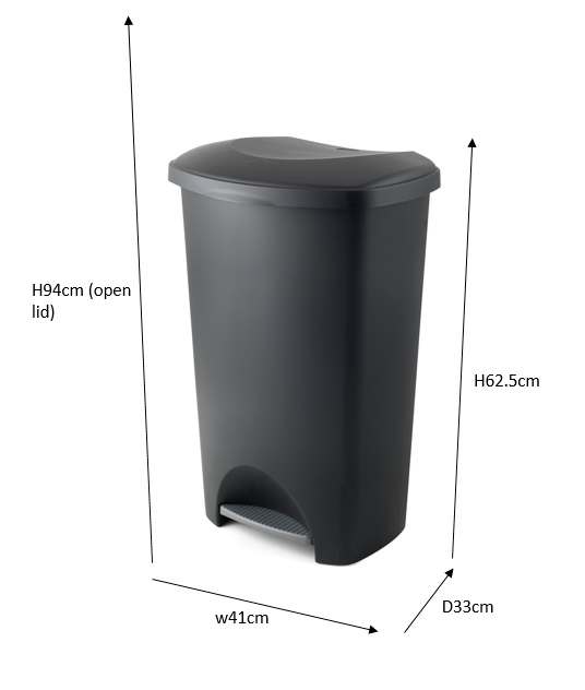 Addis Eco Made 100% Recycled Plastic Kitchen Pedal Bin 50 Litre Black ...