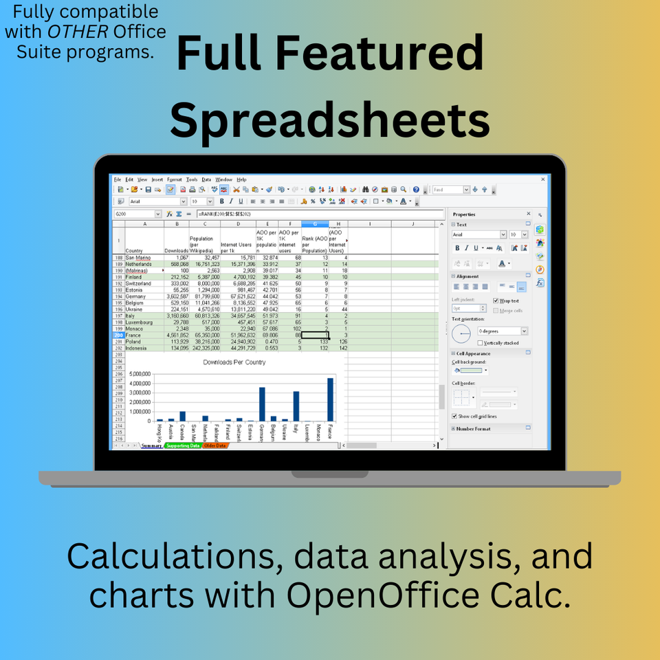 Open Office Software Suite for Windows USB Word Processing Home Student ...