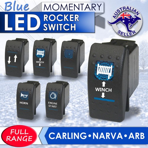 Rocker Switch ARB Carling Style dual backlit blue LED MOMENTARY | eBay ...
