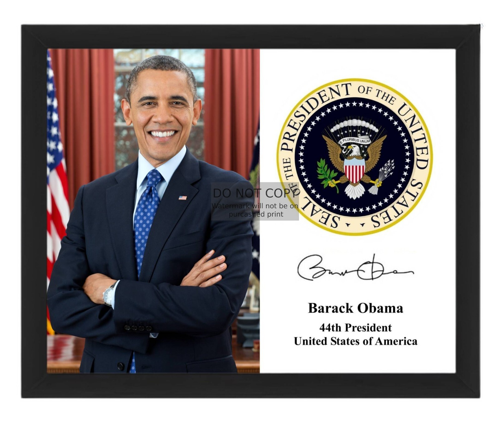 PRESIDENT BARACK OBAMA PRESIDENTIAL SEAL AUTOGRAPHED 8X10 FRAMED PHOTO ...