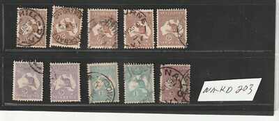 Australia 1929-30 1/2p -2sh Kangaroo & Map, wmk. 203 #96-102, Shades ...