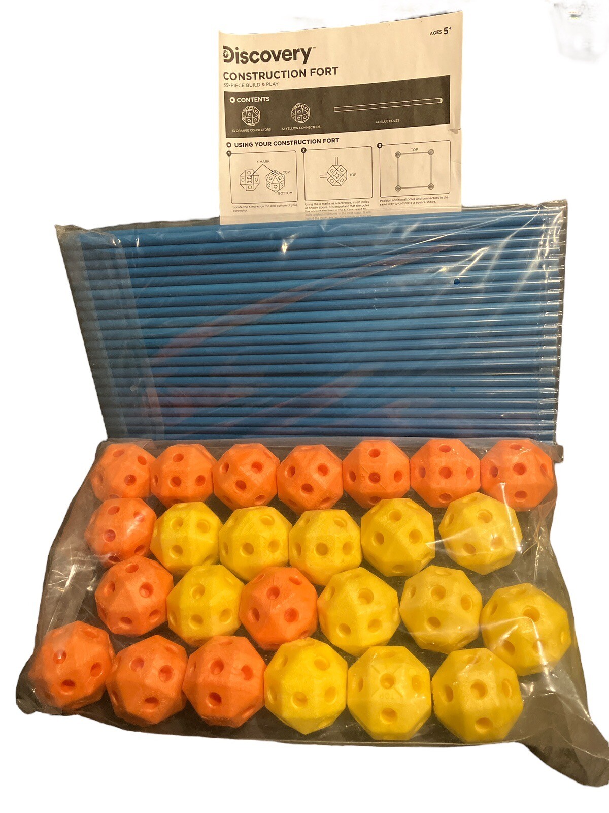 Discovery Construction Fort 69 Piece Build And Play Sturdy Rod Set Age ...