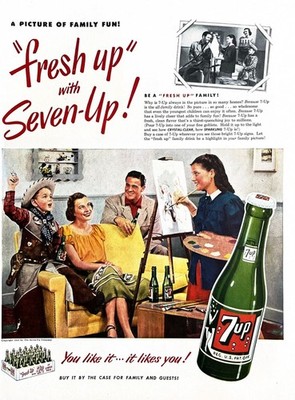 1951 7-UP Genuine Vintage Print Ad Soda Pop Seven-Up 7 Up Family Scene ...