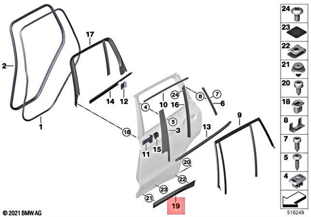 Genuine BMW OEM 51138064802 Prot. Strip Primed Rear Door Right for sale ...