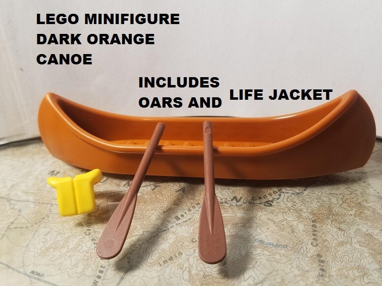 LEGO Minifigure Canoe Dark Orange with Oars and Life Jacket Outdoor ...