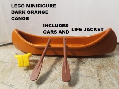 LEGO Minifigure Canoe Dark Orange with Oars and Life Jacket Outdoor ...