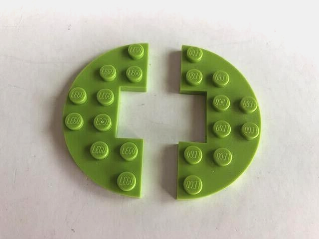 LEGO Parts: Half Round Plate, 3x6 w/ 1x2 Cutout Center, #18646, Lime ...