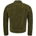 Men's Olive Green Real Suede Leather Trucker Jacket Denim Style Jean ...