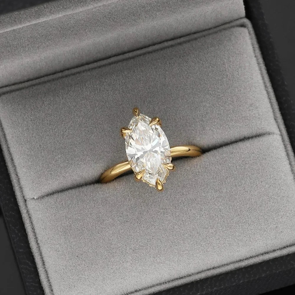 1ct Marquise Cut Dazzling Moissanite 925 Silver Bridal Ring size 6-9 WG ...