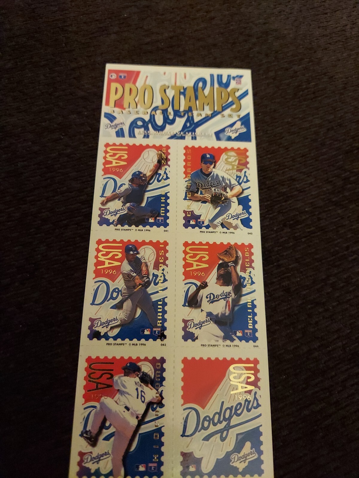 LA Dodgers Piazza Nomo Mondesi Karros Deshields 1996 Uncut Prostamps ...