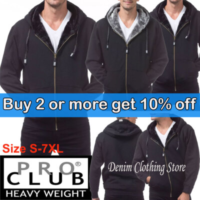 Pro Club Pile Full Zip Up Hoodie Heavyweight Thick Jacket Sweatshirts ...