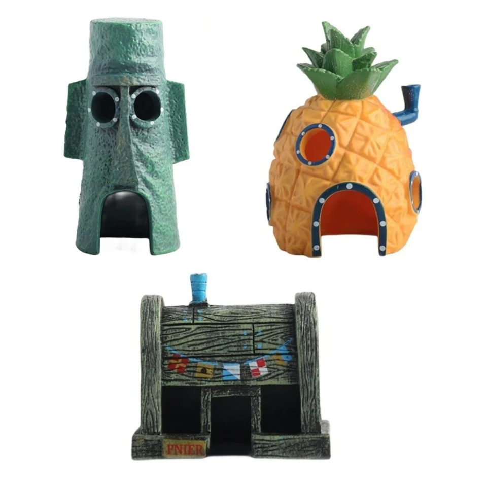 Aquarium Ornament Fish Tank Decoration Pineapple House Squidward Craft ...