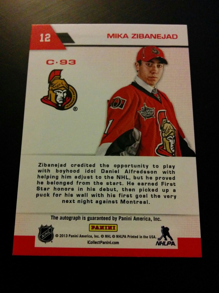 2013 Panini Fall Expo - Mika Zibanejad - Draft Day Auto | eBay