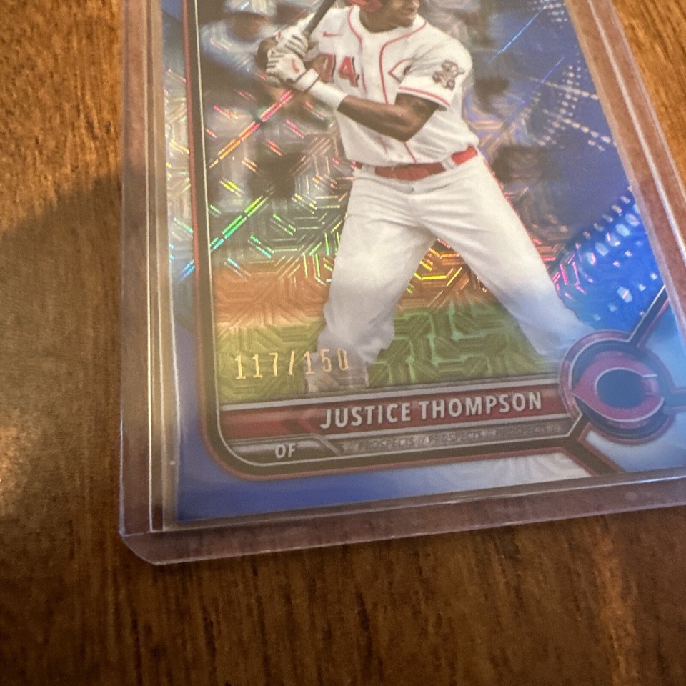 JUSTICE THOMPSON 2022 1st Bowman Chrome Prospect MOJO BLUE REFRACTOR ...