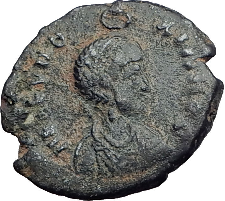 EUDOXIA Arcadius Wife 401AD Authentic Ancient Roman Coin VICTORY CHI ...