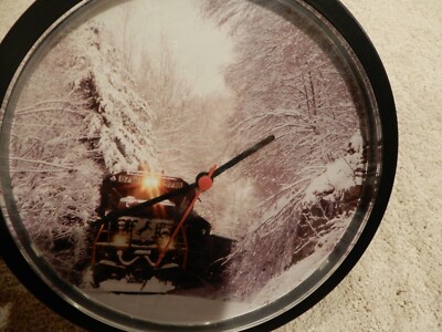 RARE NORFOLK AND SOUTHERN RAILROAD WINTER SCENE WALL CLOCK BATTERY ...