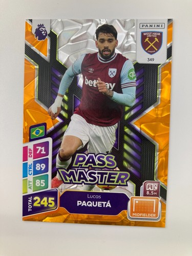 PANINI ADRENALYN PLUS 2025 LUCAS PAQUETA WEST HAM PASS MASTER ORANGE ...