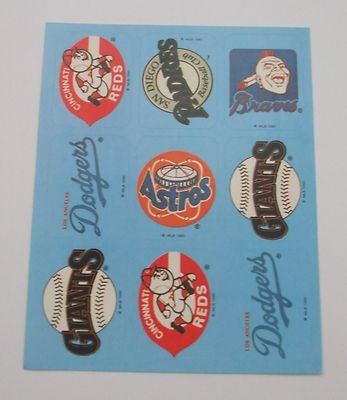 VTG 90s Baseball Logo Sticker Sheet MLB Dodgers REDS BRAVES GIANTS ...