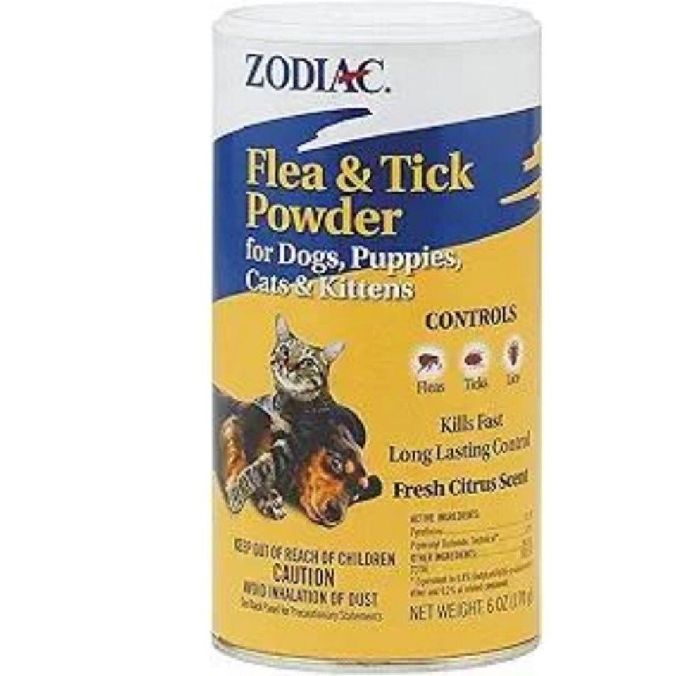 Zodiac Flea & Tick Powder with Shaker Top for Dogs Puppies Cats ...