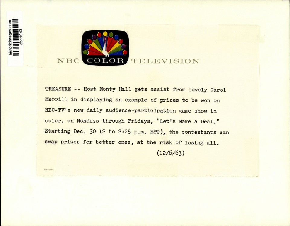 1963 Press Photo Host Monty Hall, Carol Merrill on "Let's Make a Deal ...