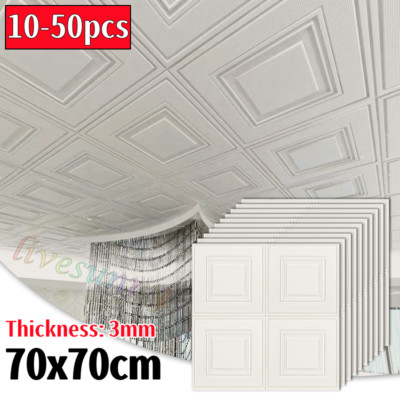 50PCS Large Drop Ceiling Tiles Wall Sticker XPE Self-adhesive Ceiling ...