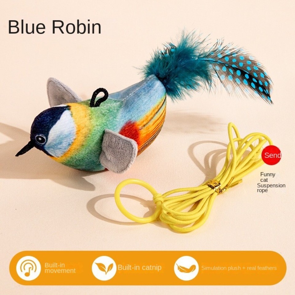 Flapping Wings Bird Sound Cat Toy Chirping Bird Plush Doll for Kitty ...