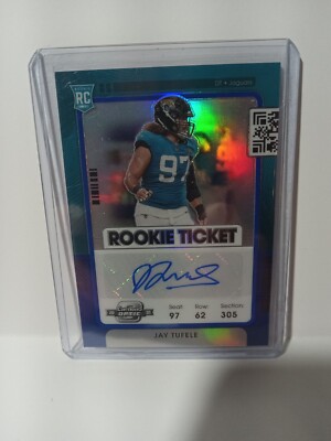 2021 Contenders Optic Jay Tufele Blue Prizm Rookie Ticket Auto RC #94/ ...