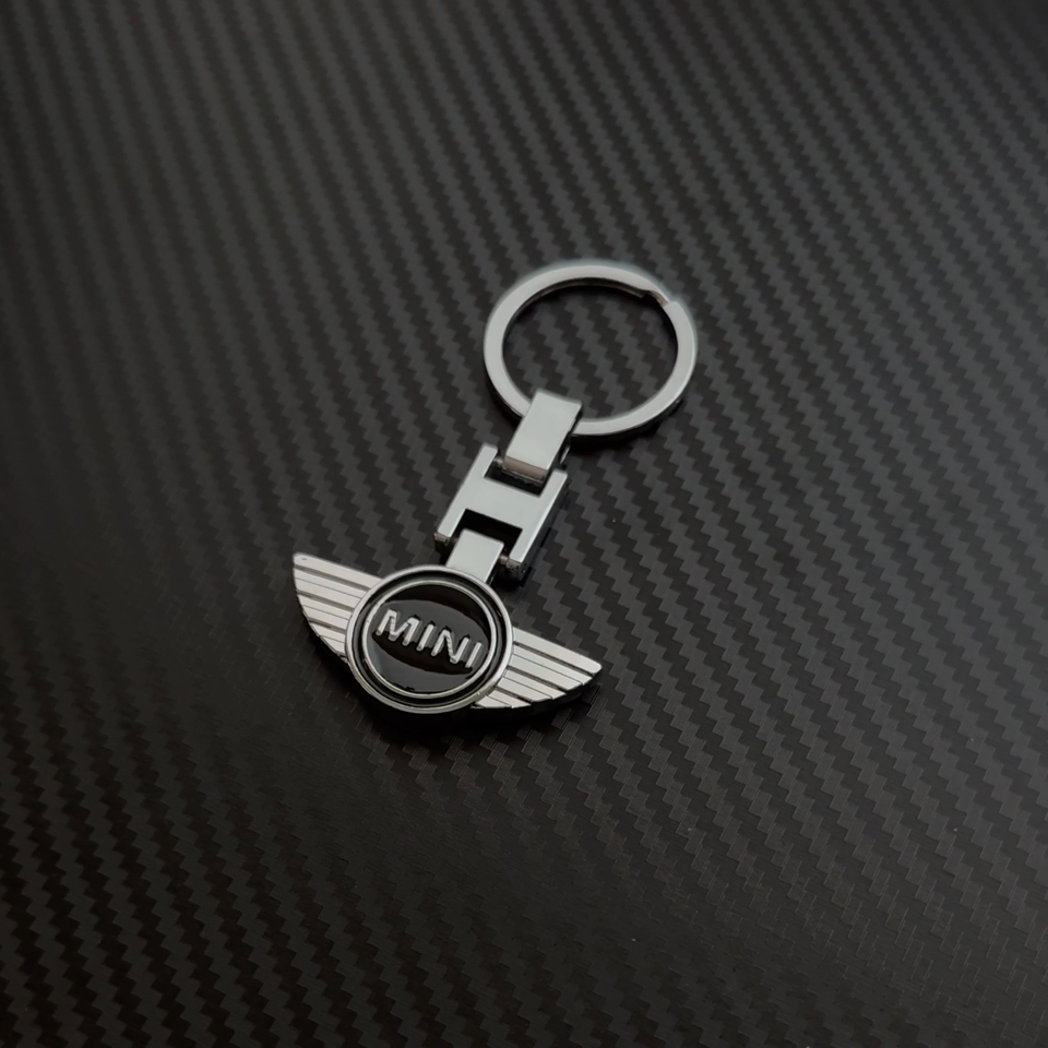 Mini Cooper Style Double-Sided Metal Keychain – Silver Wing Emblem | eBay
