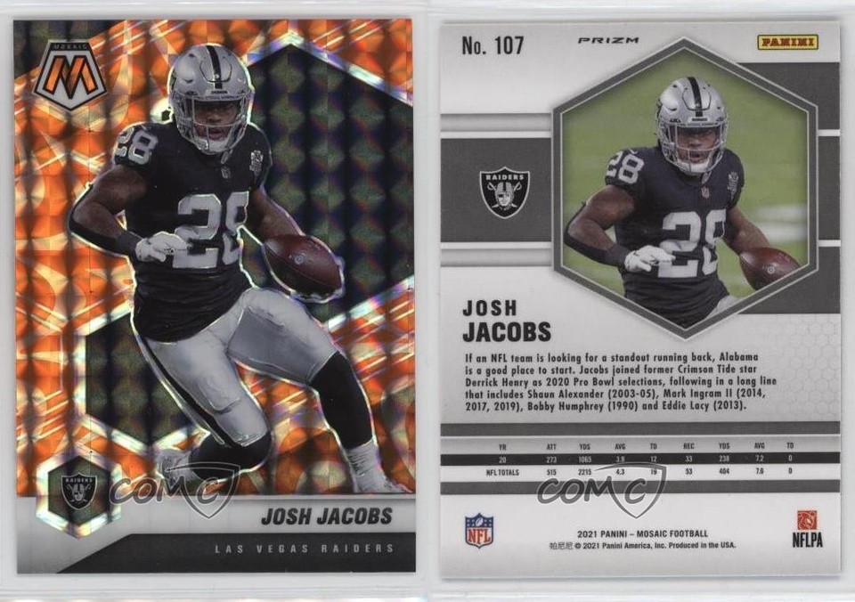 2021 Panini Mosaic Reactive Orange Mosaic Prizm Josh Jacobs #107 le6 | eBay