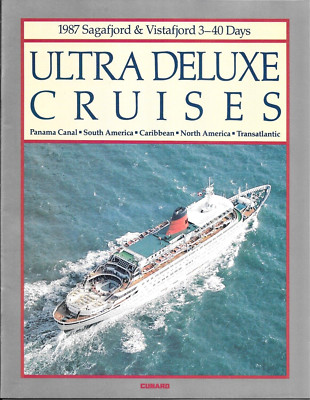 Cunard Line MV SAGAFJORD VISTAFJORD 1986 42 page Cruise Brochure | eBay