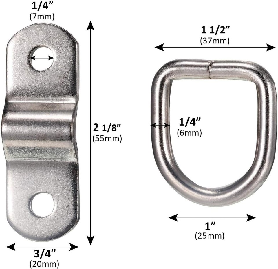 12 Pack Heavy Duty Steel D Rings Tie Downs Anchor 1/4 Inch Steel | eBay
