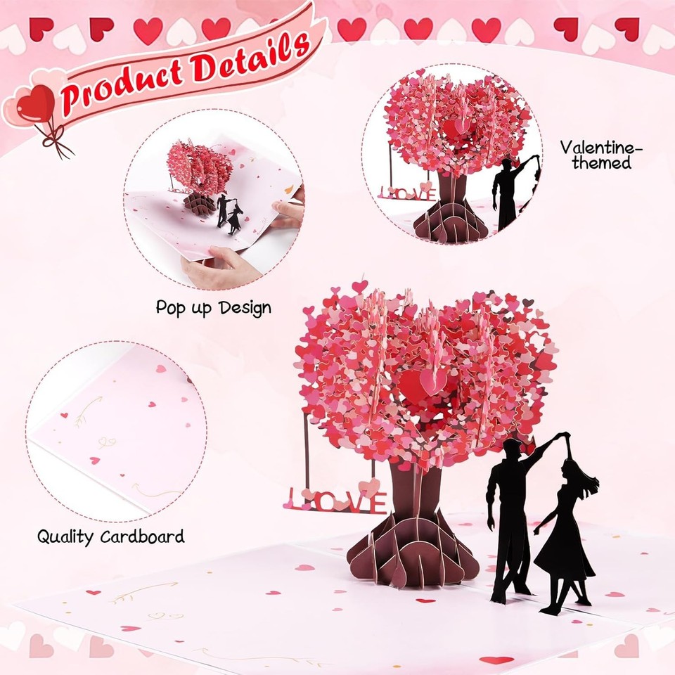STEFORD Pop Up Anniversary Card, 3D Love Tree Wedding Couple Valentine ...
