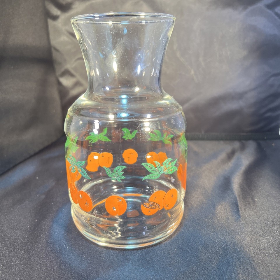 Vintage 1987 Anchor Hocking Glass Orange Fruit Juice Breakfast Carafe ...