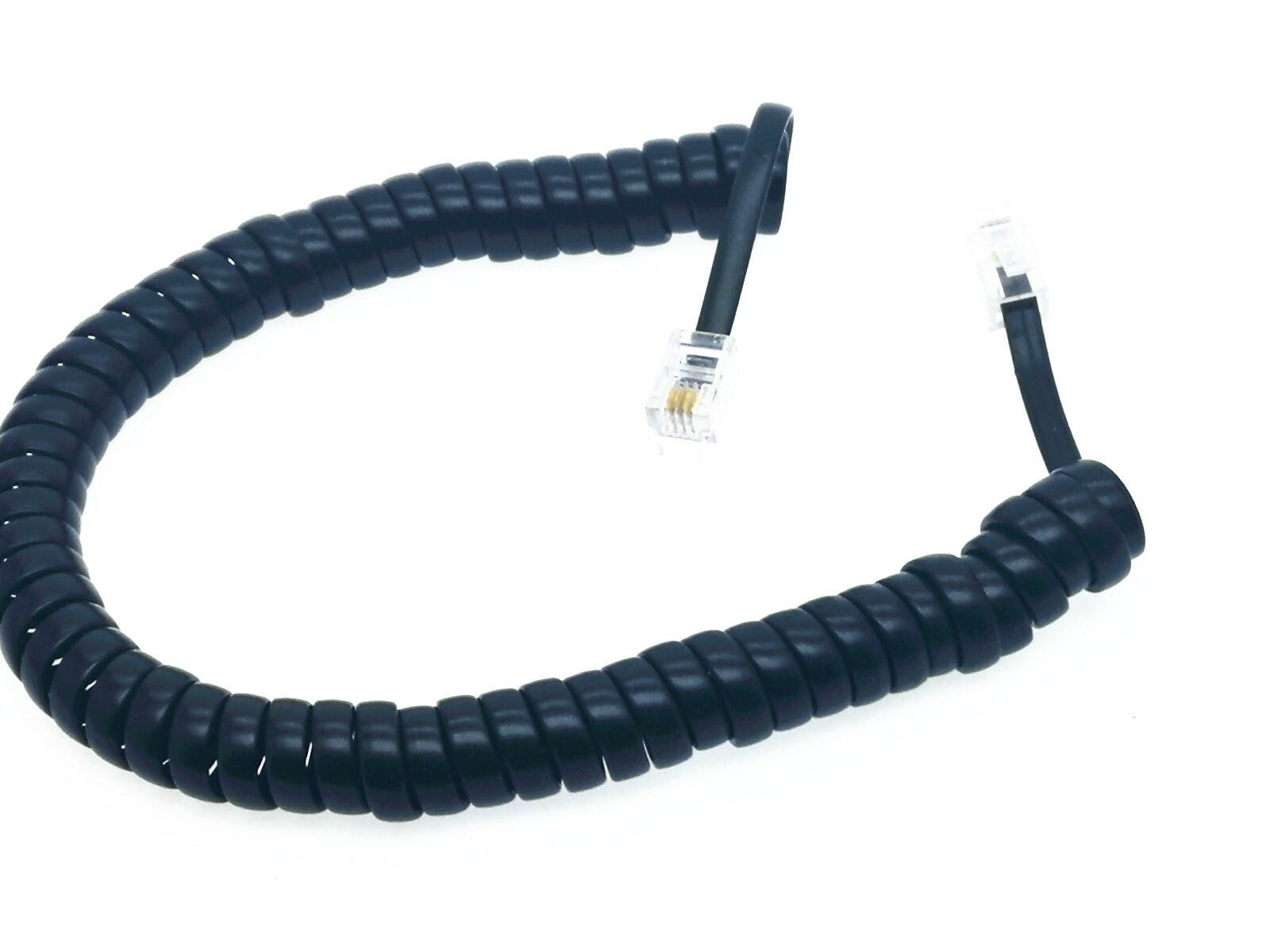 1x Telephone Spiral Wire Phone Handset Curly Cord Cable RJ11 4P4C Black ...