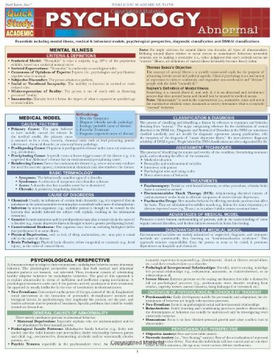 PSYCHOLOGY: ABNORMAL (QUICK STUDY: ACADEMIC) By Inc. Barcharts **BRAND ...