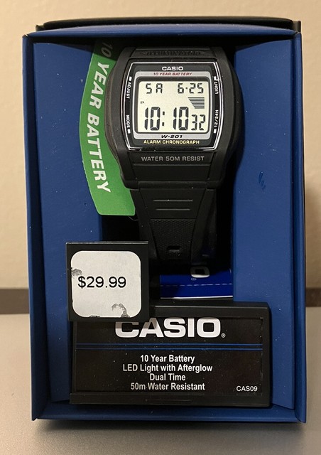 Men's Casio WR 50m Digital Watch W-201 Alarm Chrono 2879 Module for ...