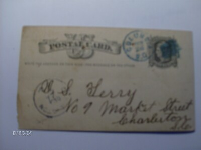 Preprinted Postal Card UX4 1875 one cent Liberty Black "Write the ...