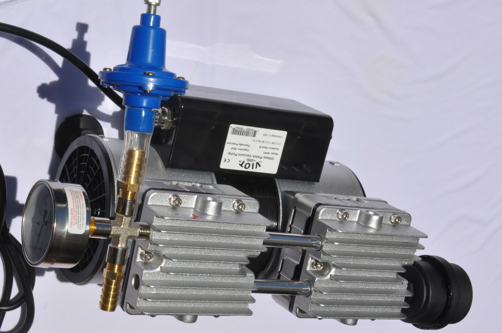 Twin Piston Oil-less Vacuum Pump 5.5CFM 3/4HP Cow Goat Milker Pulsator ...